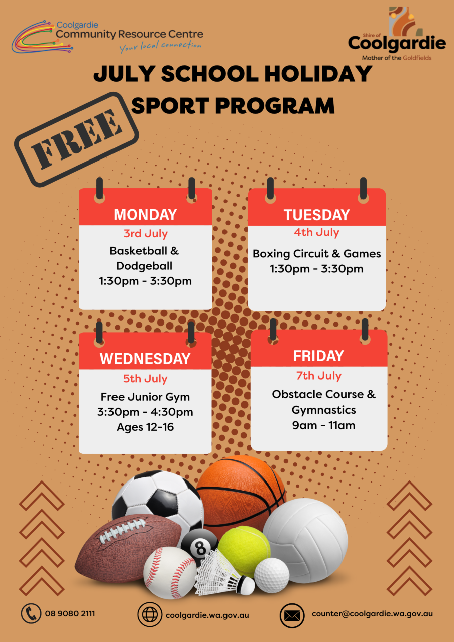 July School Holiday Sports program - Coolgardie (Week 1) » Coolgardie ...