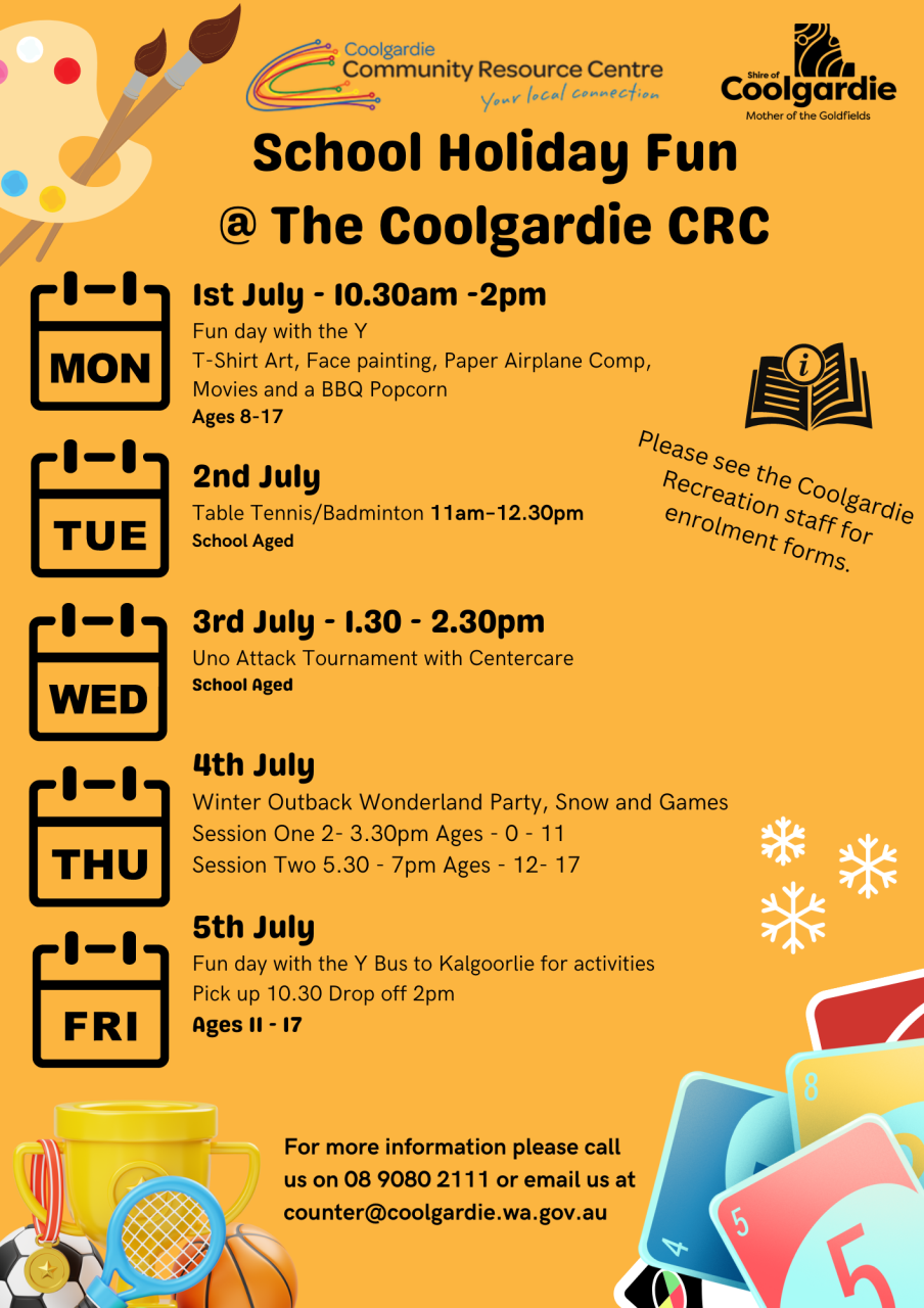School Holiday fun @ The Coolgardie CRC » Coolgardie Shire Council
