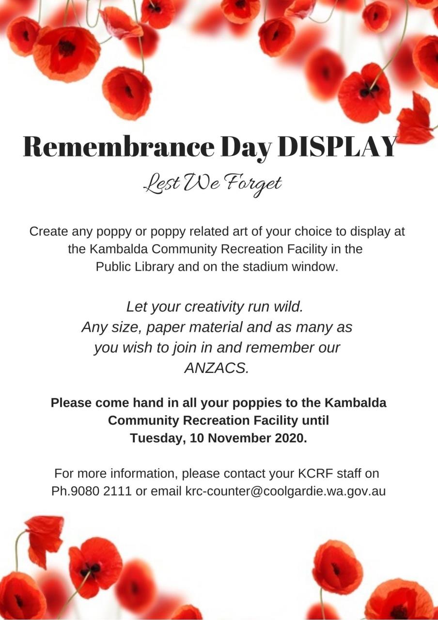 Remembrance Day Display » Coolgardie Shire Council