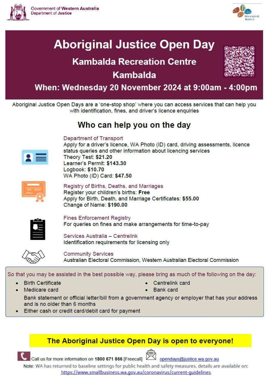 Aboriginal Justice Open Day » Coolgardie Shire Council