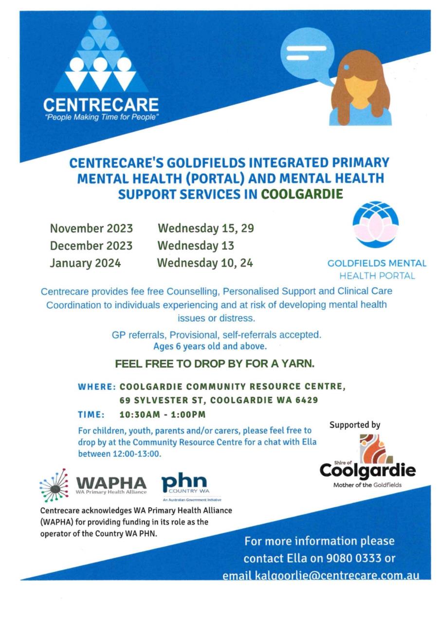 Centrecare Goldfields Integrated Primary Mental Health (portal) and ...