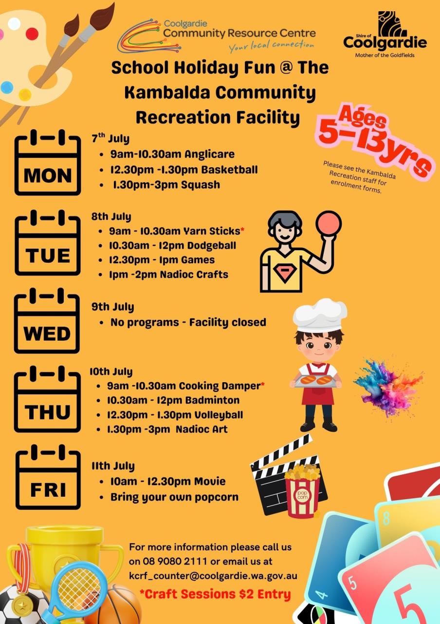 Kambalda School Holiday Program July 2025 » Coolgardie Shire Council