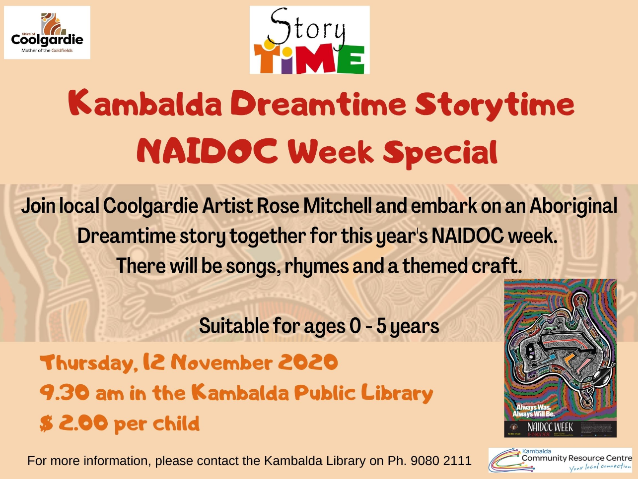 Kambalda Dreamtime Storytime NAIDOC WEEK Special » Coolgardie Shire Council