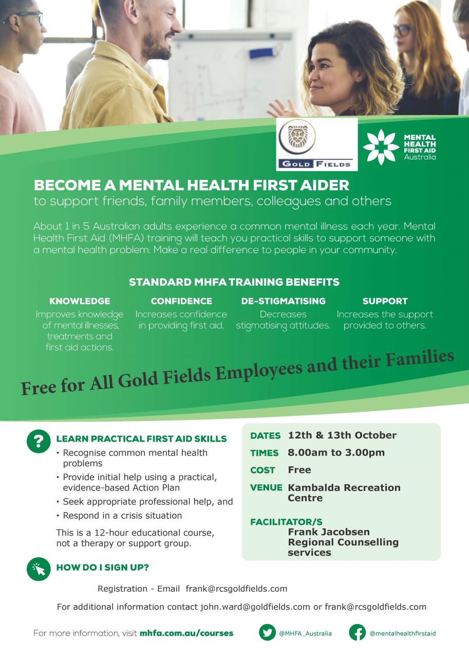 Become a Mental Health First Aider » Coolgardie Shire Council
