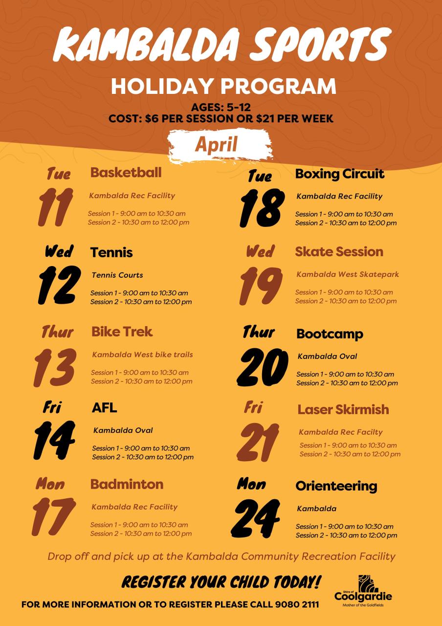 Kambalda April Sports Holiday Program » Coolgardie Shire Council