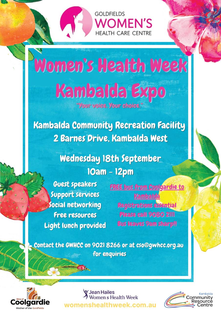 Women's Health Week Kambalda Expo » Coolgardie Shire Council