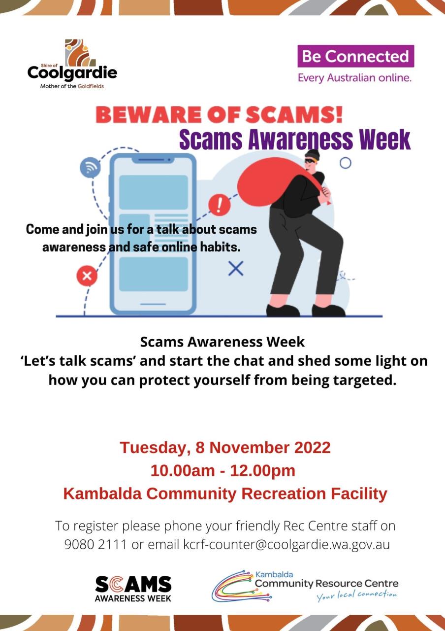 Beware of SCAMS! Scams Awareness Week » Coolgardie Shire Council